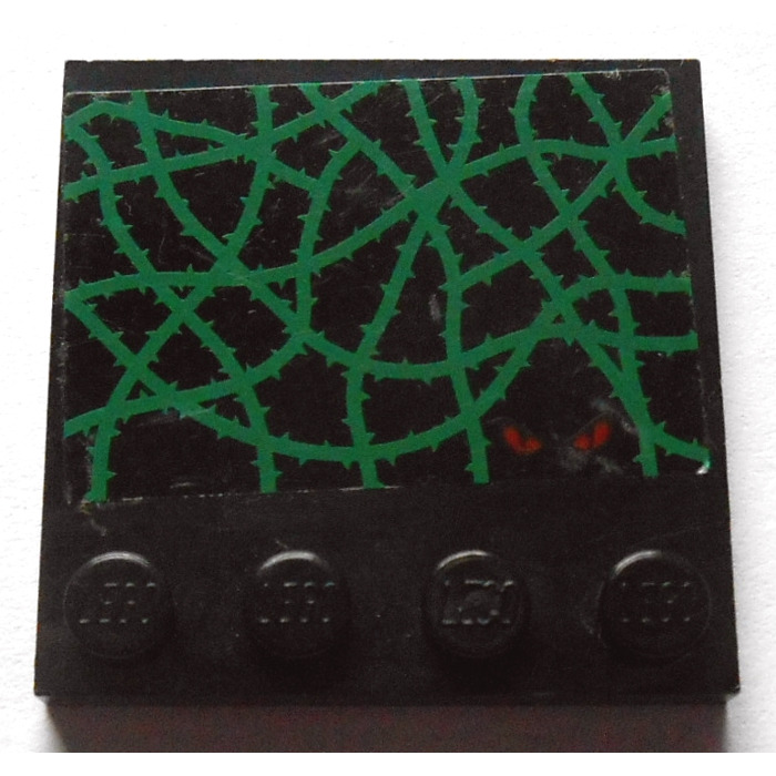 LEGO Tile 4 x 4 with Studs on Edge with Red Eyes and Green Vines ...