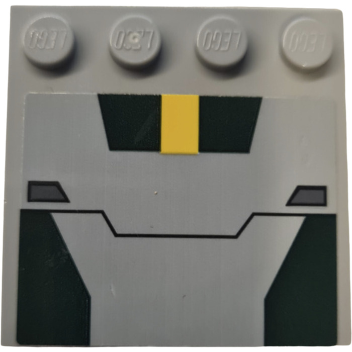 LEGO Tile 4 x 4 with Studs on Edge with SW A-wing Dark Green and Yellow ...