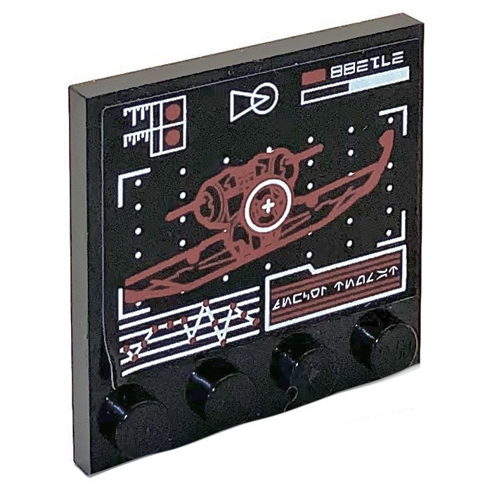 LEGO Tile 4 x 4 with Studs on Edge with Target on Droid Gunship Display ...
