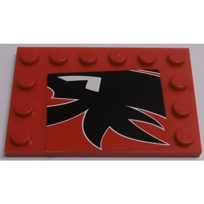 LEGO Tile 4 x 6 with Studs on 3 Edges with Black Pattern with White ...