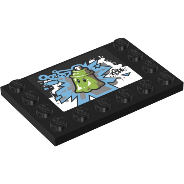 LEGO Tile 4 x 6 with Studs on 3 Edges with Blob on Azure Splat Sticker ...