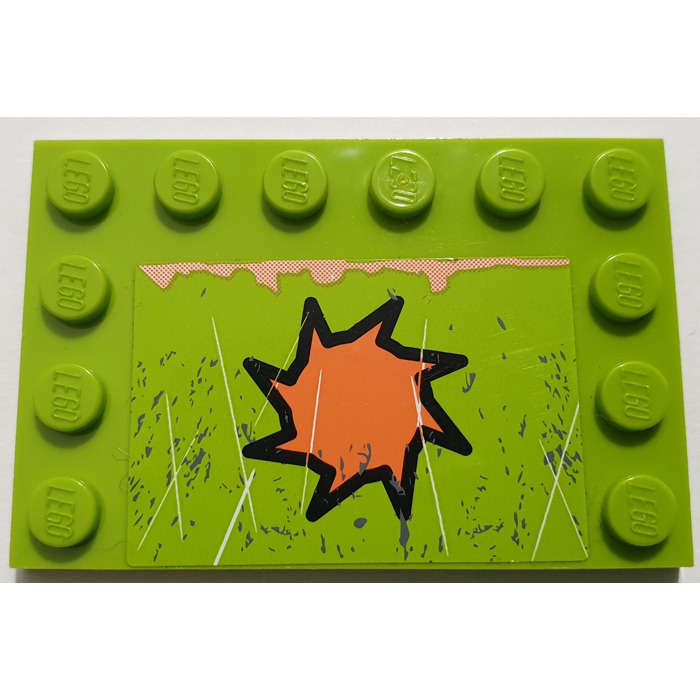 LEGO Tile 4 x 6 with Studs on 3 Edges with Orange Star, Rust and ...