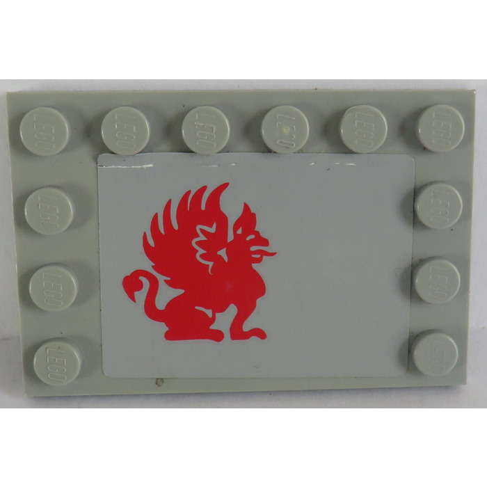 LEGO Tile 4 x 6 with Studs on 3 Edges with Red Gryphon Pattern Model ...