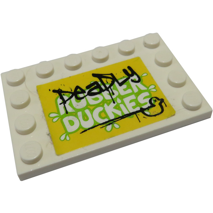 LEGO Tile 4 x 6 with Studs on 3 Edges with Rubber Duckies Sticker (6180 ...
