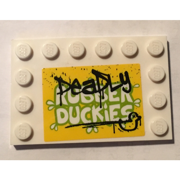 LEGO Tile 4 x 6 with Studs on 3 Edges with Rubber Duckies Sticker (6180 ...
