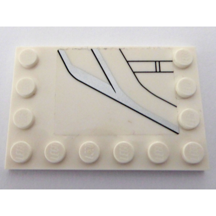 LEGO Tile 4 x 6 with Studs on 3 Edges with Silver and Black Lines ...