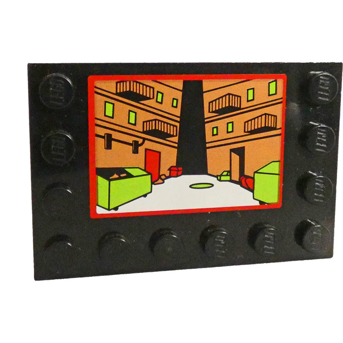 LEGO Tile 4 x 6 with Studs on 3 Edges with Street Alley Sticker (6180 ...