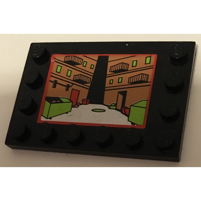 LEGO Tile 4 x 6 with Studs on 3 Edges with Street Alley Sticker (6180 ...