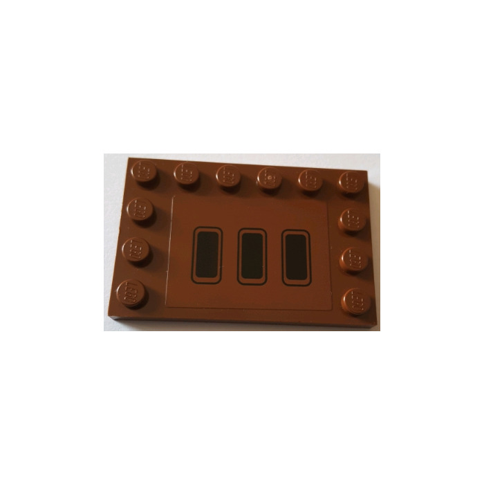 LEGO Tile 4 x 6 with Studs on 3 Edges with Three Black Rectangular Air ...