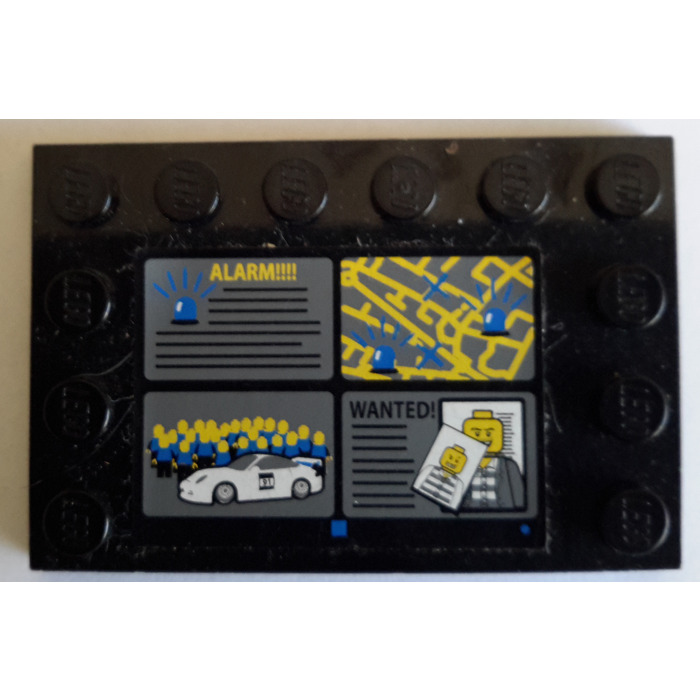 LEGO Tile 4 x 6 with Studs on 3 Edges with Warning, Wanted Poster, and ...