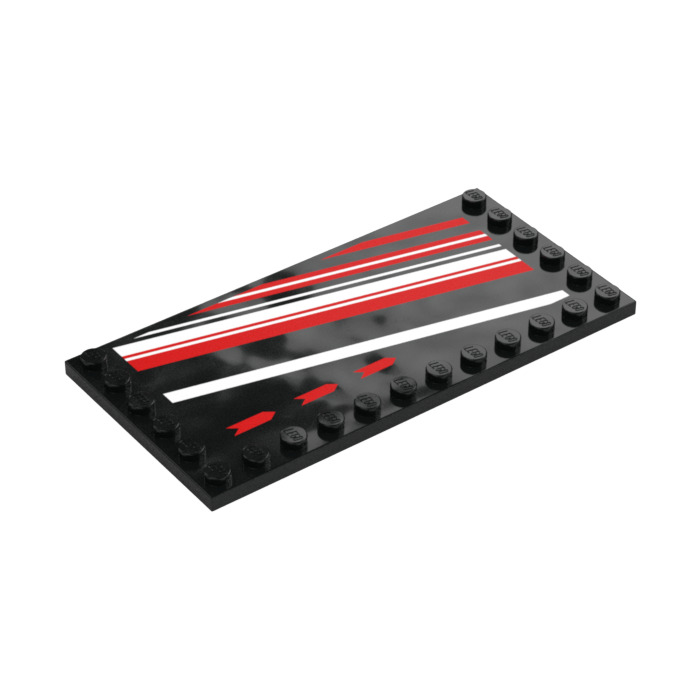 LEGO Tile 6 x 12 with Studs on 3 Edges with Diagonal Red and White ...