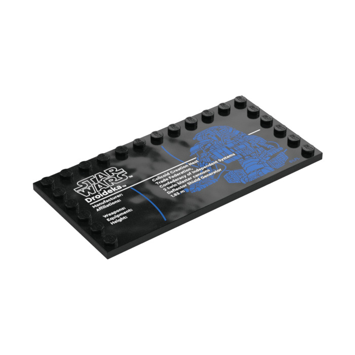 LEGO Tile 6 x 12 with Studs on 3 Edges with Droideka Information (6178 ...