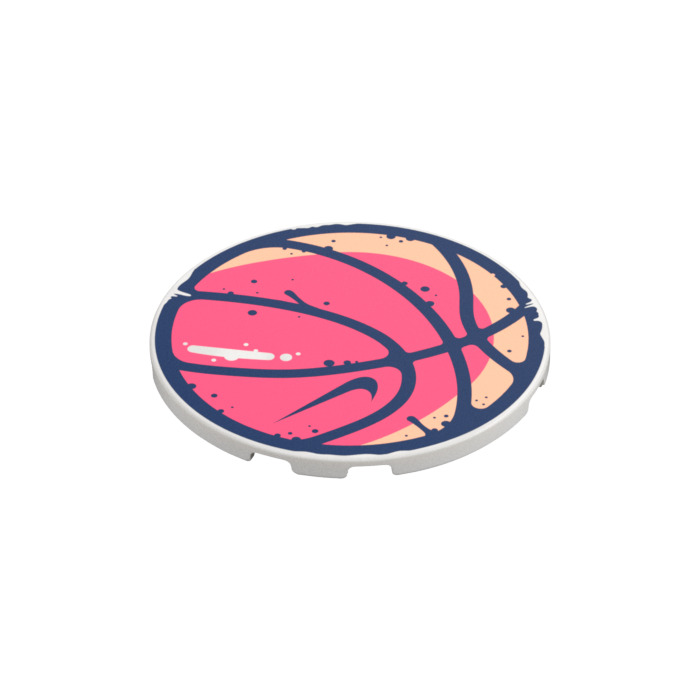 LEGO Tile 6 x 6 Round with Basketball with Nike Logo (7212 / 114227 ...