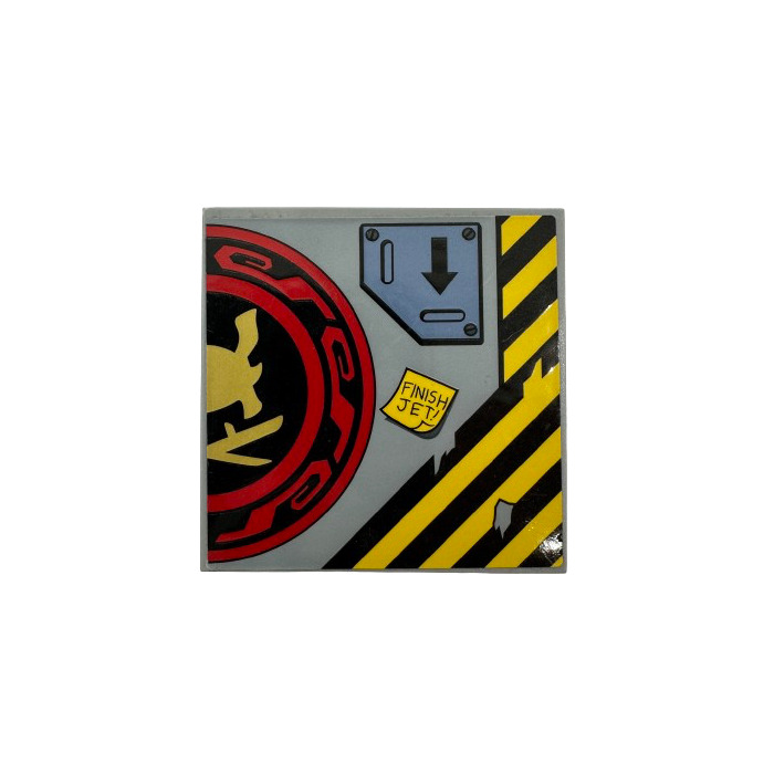LEGO Tile 6 x 6 with Samurai Helmet and Swords in Red and Black Circle ...