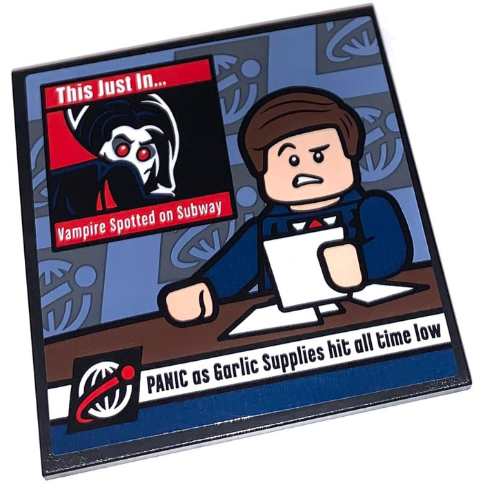 LEGO Tile 6 x 6 with This Just in... Vampires Spotted on Subway PANIC ...