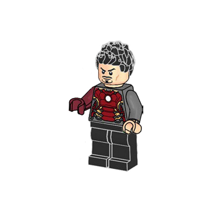 LEGO Tony Stark with Gray Top and Partial Iron Man Armor Minifigure ...