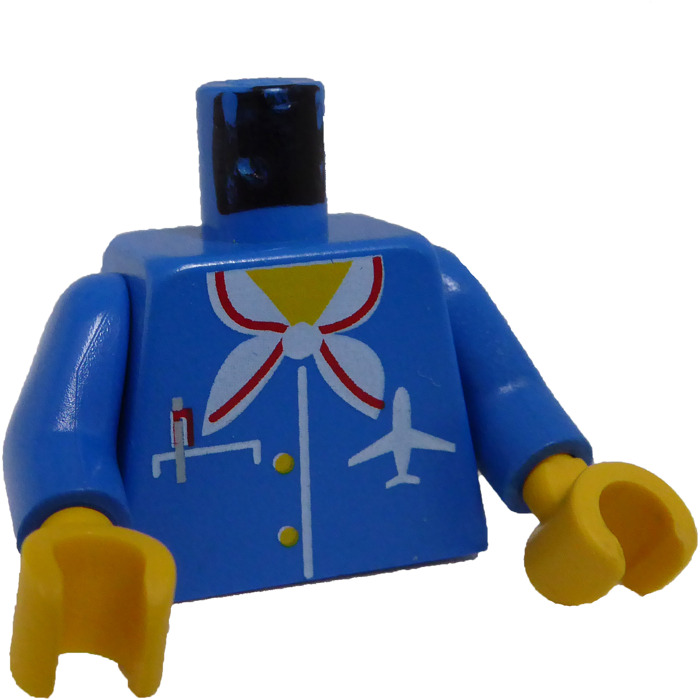 LEGO Torso with Airplane Crew Member Pattern with Blue Arms and Yellow ...