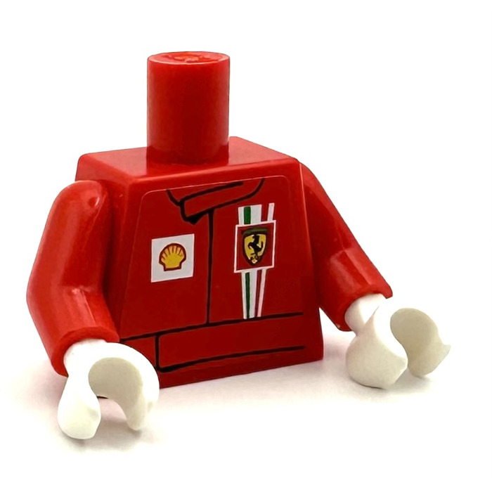 LEGO Torso with Ferrari Stickers on front and white lines on back (973 ...