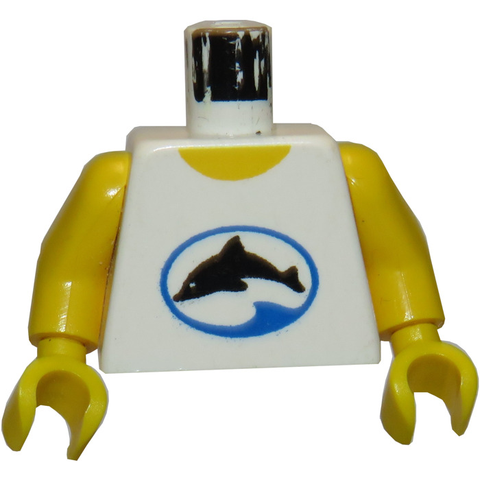 LEGO Town Torso with Black Dolphin in Blue Oval with Yellow Arms and ...