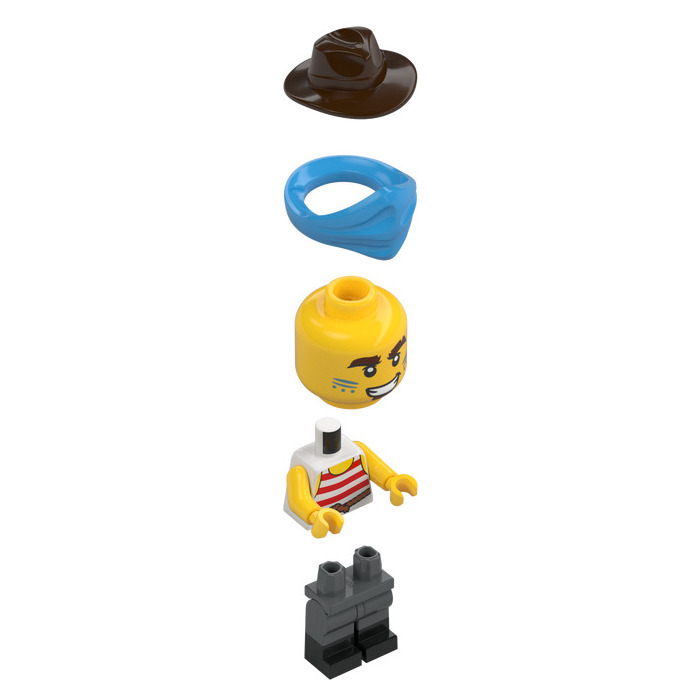LEGO Train Bandit with Striped Tank Top Minifigure Inventory | Brick ...