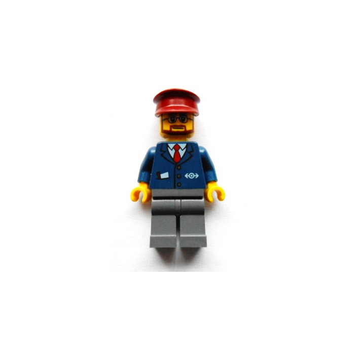 레고 기차 Conductor ~와 함께 진한 빨간색 모자 그리고 둥근 안경 미니피규어 | Brick Owl - LEGO 시장