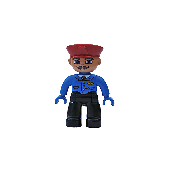 LEGO Train Conductor with Blue Jacket and Black Legs Duplo Figure with ...