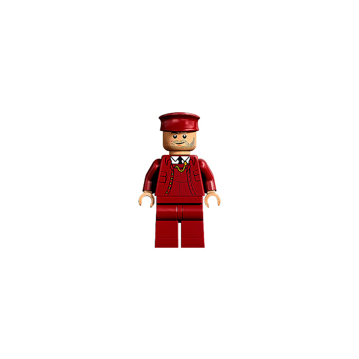 LEGO Train Conductor with Dark Red Uniform and Warm Tan Head Minifigure ...