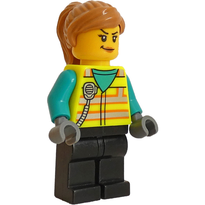 LEGO Train Driver (Female) with Vibrant Yellow Safety Vest Minifigure ...