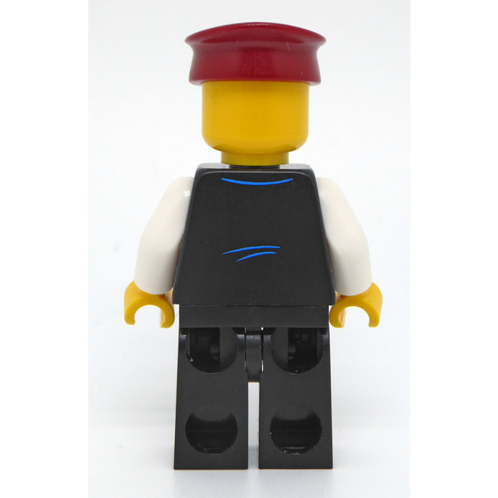 LEGO Train Driver with Black Vest, Dark Red Hat and Beard Minifigure ...