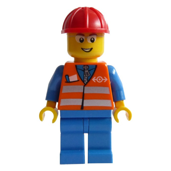 LEGO Train Worker with Orange Safety Vest and thin rim glasses 3677 ...