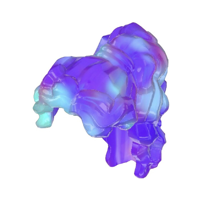 LEGO Transparent Blue Opal Long Wavy Hair with Ponytail with Marbled ...