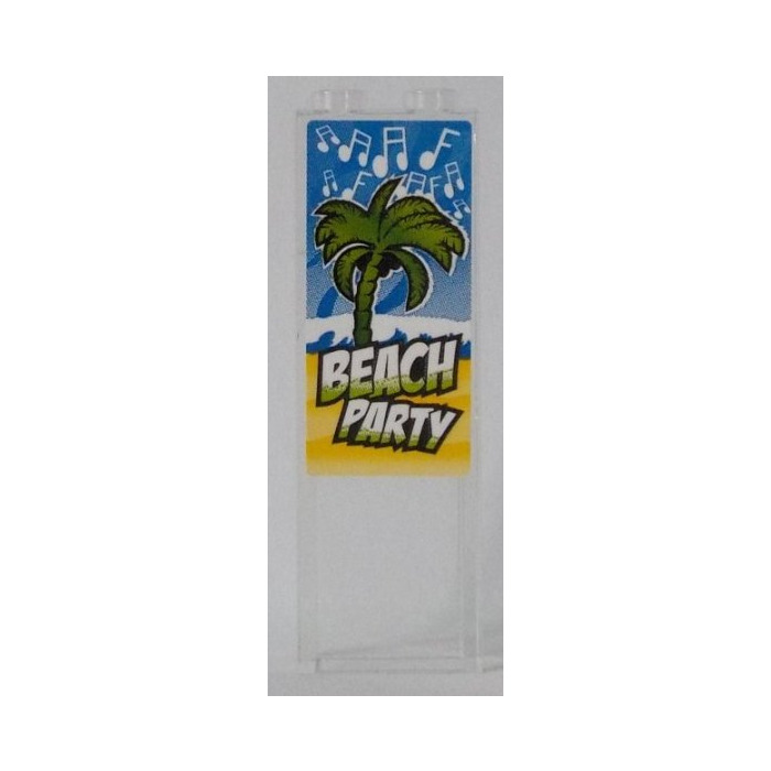 LEGO Transparent Brick 1 x 2 x 5 with Music Notes, Palm Tree and 'BEACH ...