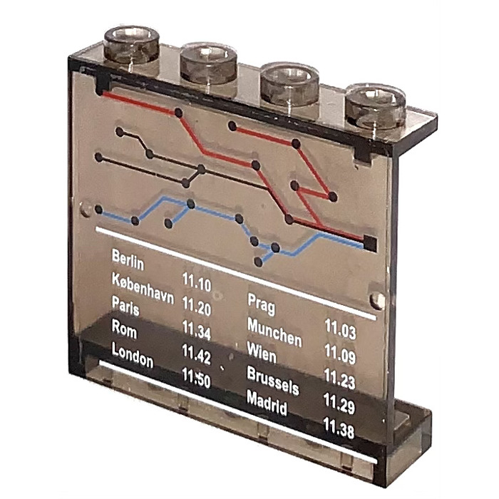LEGO Transparent Brown Black Panel 1 x 4 x 3 with Train map and ...