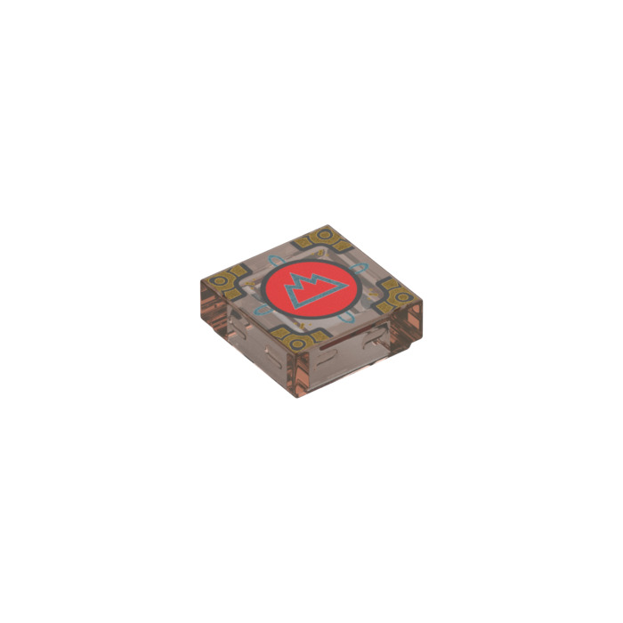 LEGO Transparent Brown Black Tile 1 x 1 with Mountain in Red Circle and ...