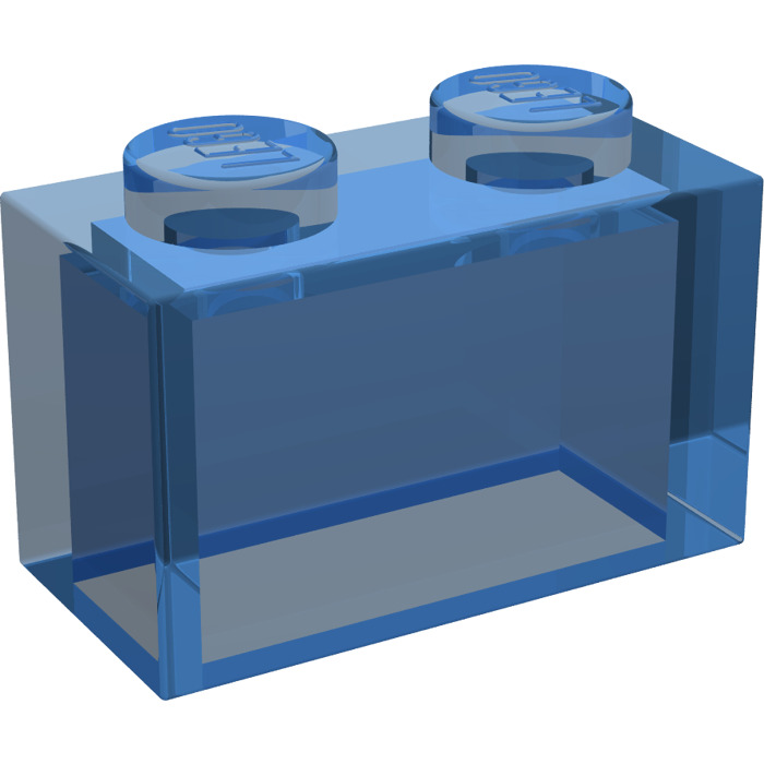 LEGO Transparent Dark Blue Brick 1 x 2 without Bottom Tube (3065 / ...