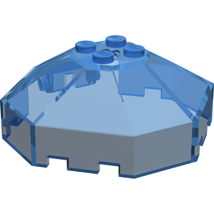 LEGO Transparent Dark Blue Windscreen 6 x 6 Octagonal Canopy with Axle ...