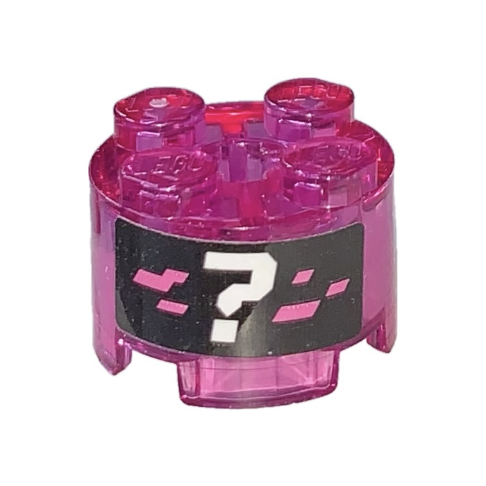 LEGO Transparent Dark Pink Brick 2 x 2 Round with White Question Mark ...