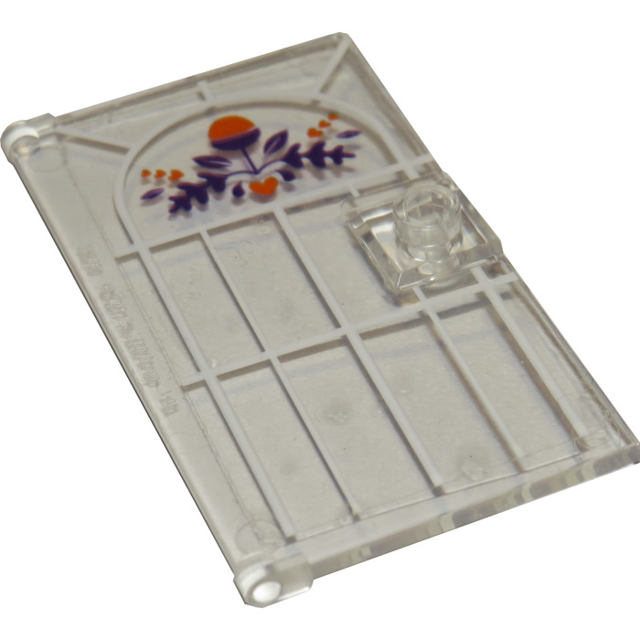 LEGO Transparent Door 1 x 4 x 6 with Stud Handle with Acorn, Hearts and ...