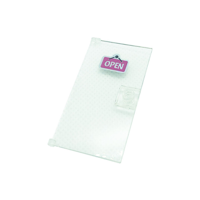 LEGO Transparent Door 1 x 4 x 6 with Stud Handle with Dark Pink 'OPEN ...