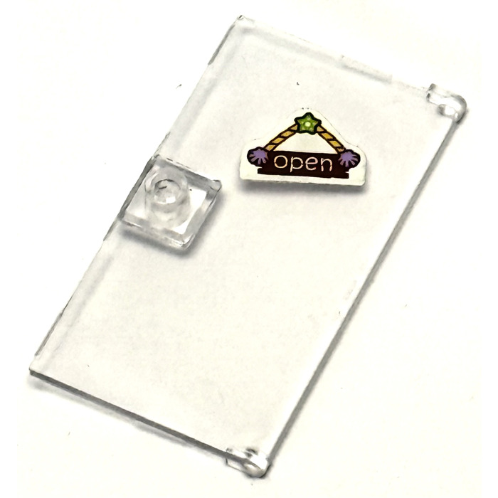 LEGO Transparent Door 1 x 4 x 6 with Stud Handle with open sign, shell ...