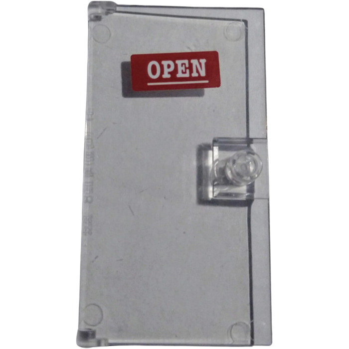 LEGO Transparent Door 1 x 4 x 6 with Stud Handle with OPEN Sticker ...