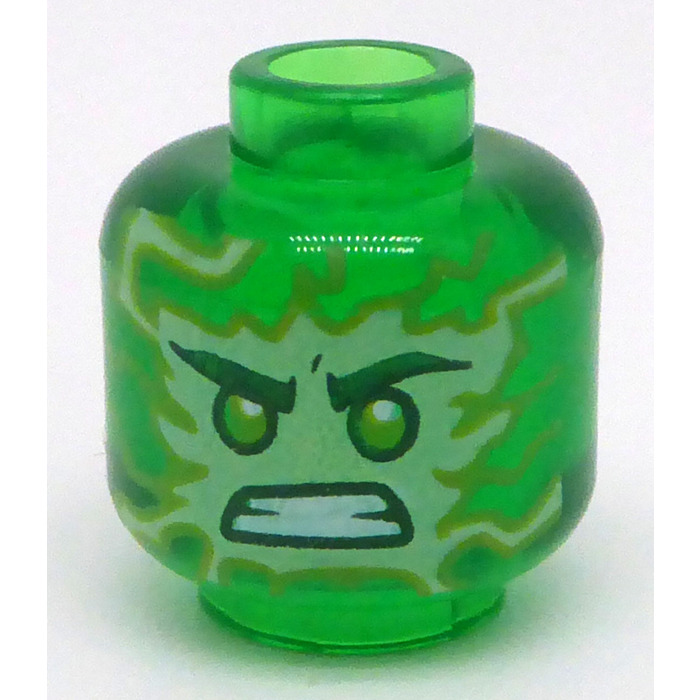 LEGO Transparent Green Lloyd Head with White and Lime Energy Face (3626 ...
