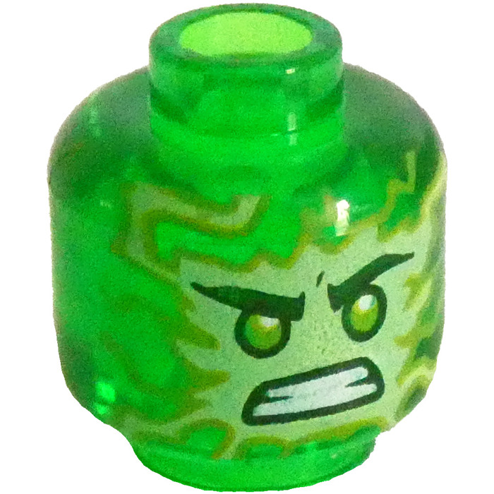 LEGO Transparent Green Lloyd Head with White and Lime Energy Face (3626 ...