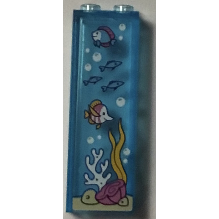 LEGO Transparent Light Blue Brick 1 x 2 x 5 with Aquarium Fish Sticker ...