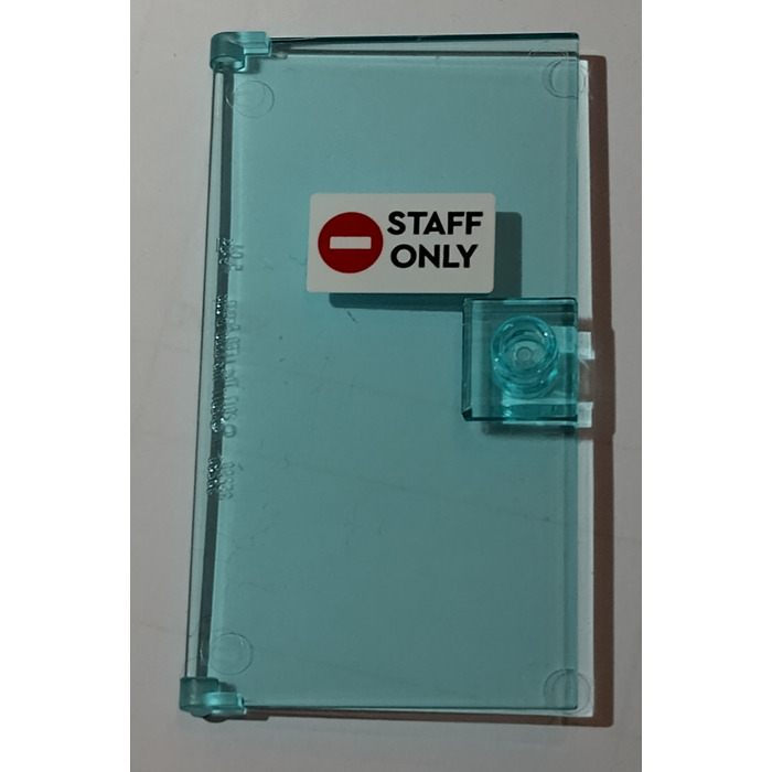 LEGO Transparent Light Blue Door 1 x 4 x 6 with Stud Handle with 'STAFF ...