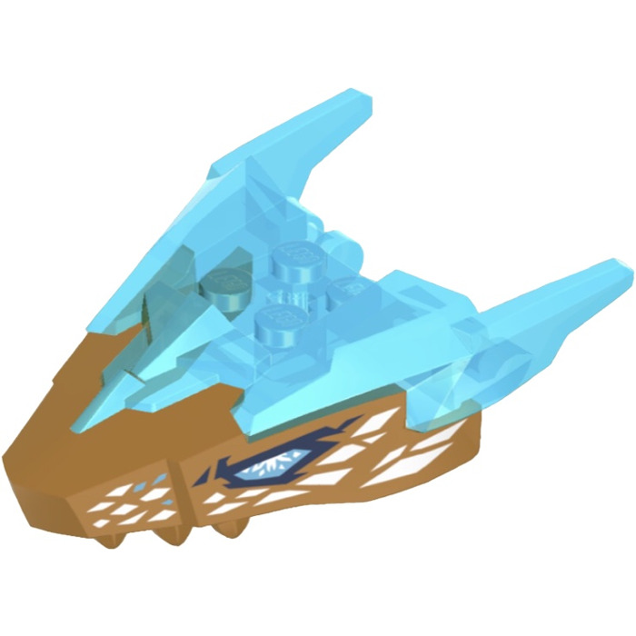 LEGO Transparent Light Blue Dragon Head with Horns with Pearl Gold Face ...