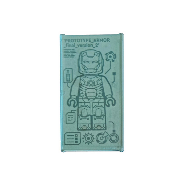 LEGO Transparent Light Blue Glass for Window 1 x 4 x 6 with Iron Man ...