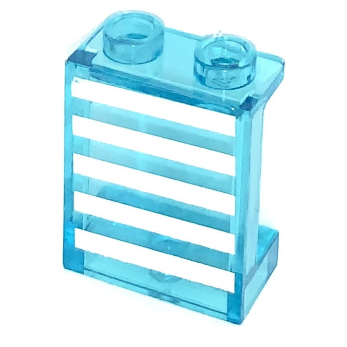 LEGO Transparent Light Blue Panel 1 x 2 x 2 with Five White Horizontal ...