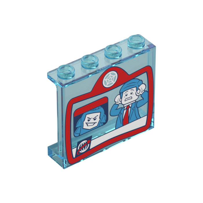 LEGO Transparent Light Blue Panel 1 x 4 x 3 with Distressed Man with ...