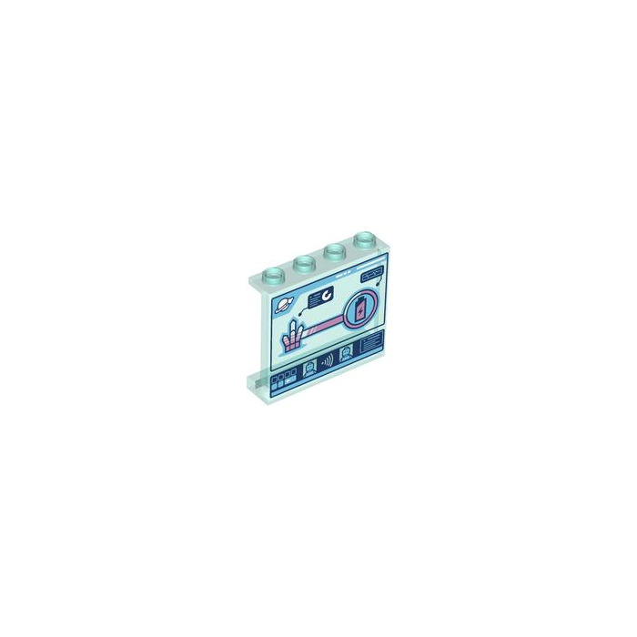 LEGO Transparent Light Blue Panel 1 x 4 x 3 with Rock and Battery with ...